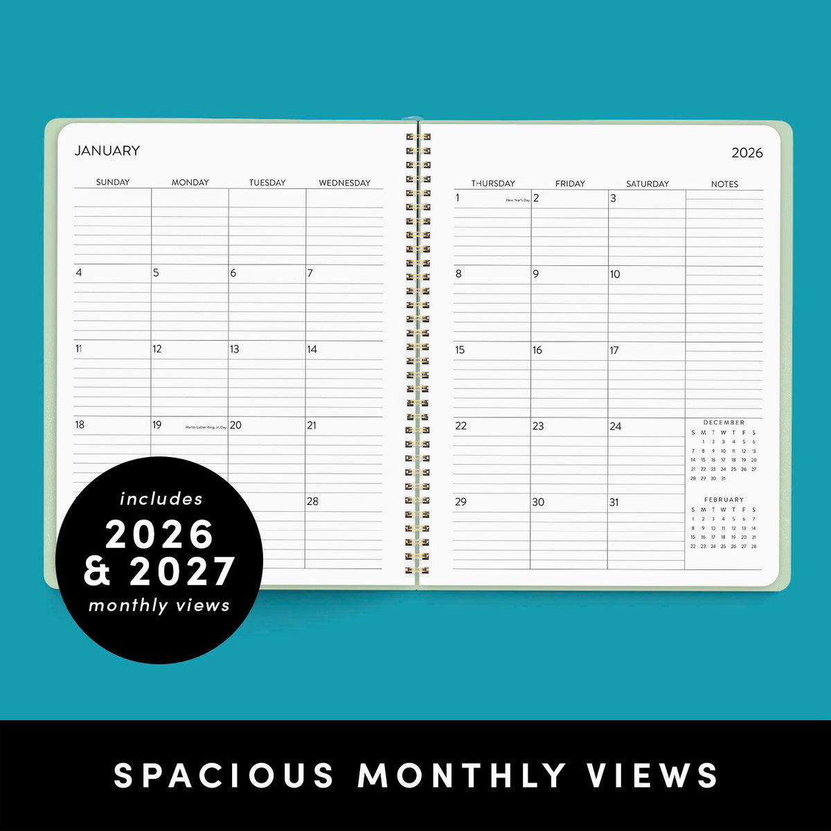 2-Year Spiral Planner 2026–2027, 24-Month, 8.7" x 11", Monthly & Yearl ...