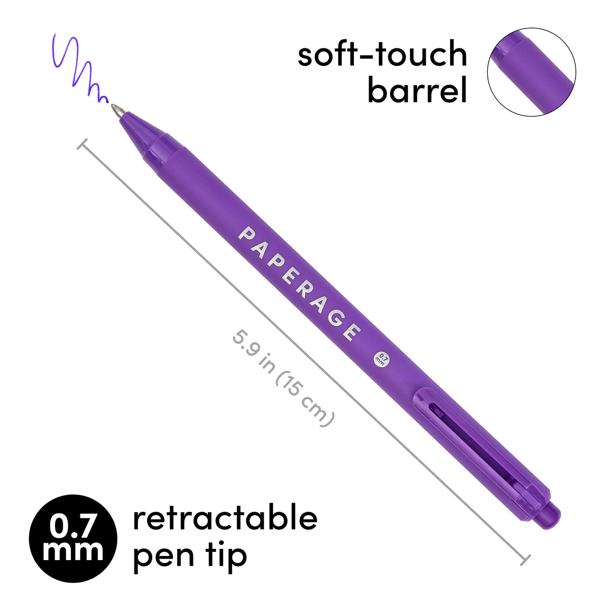 20 Pack Retractable Gel Pens (Rainbow, 0.7 mm, Medium Tip) – Paperage