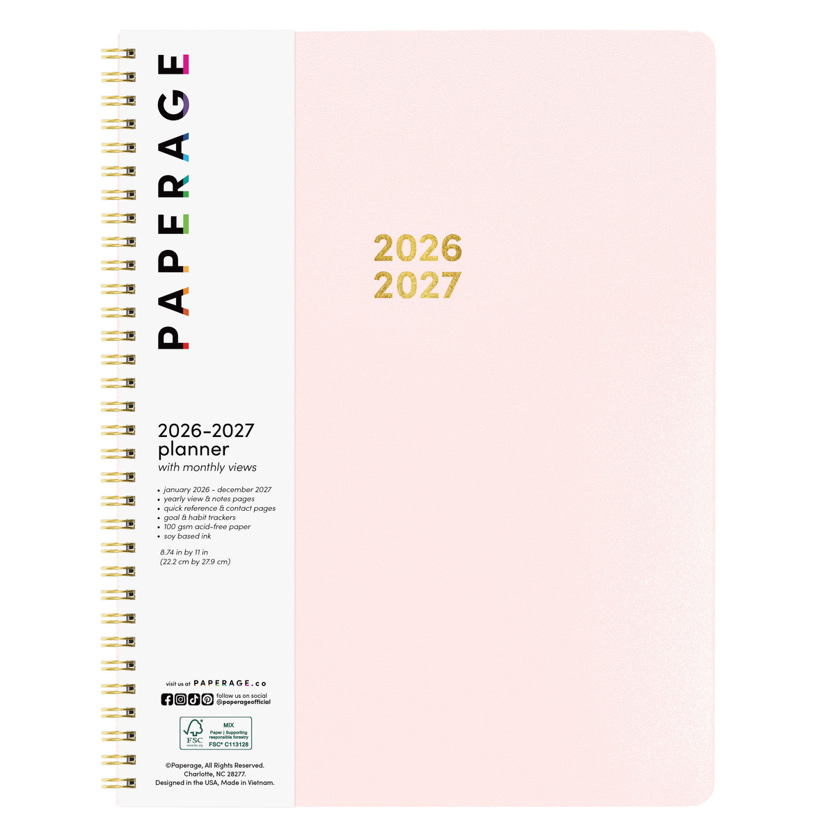 2-Year Spiral Planner 2026–2027, 24-Month, 8.7" x 11", Monthly & Yearl ...